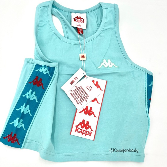 Kappa | Tops | Nwt Kappa Logo Banda Teal Blue Mint Red Slim Fit ...